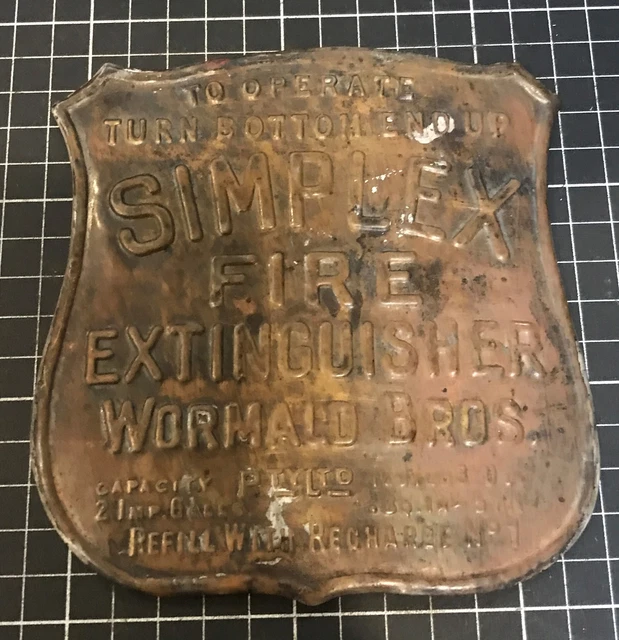 VINTAGE WORMALD BROTHERS Simplex Fire Extinguisher Metal Sign $23.50 ...