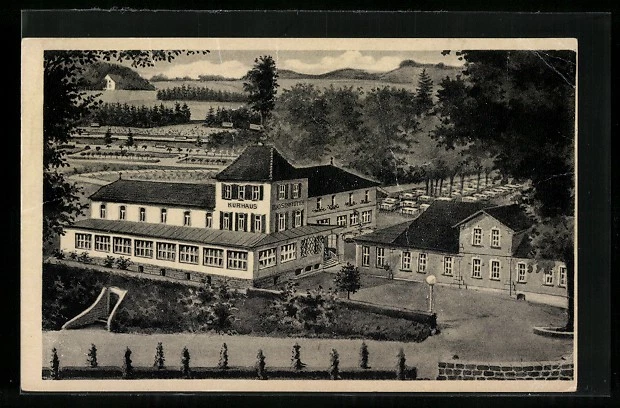 KÜNSTLER-AK BAD SENKELTEICH bei Vlotha, Kurhaus im Moor- und ...