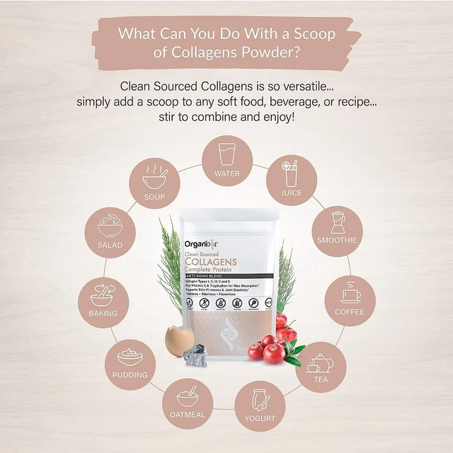ORGANIXX CLEAN SOURCED Collagen Powder, Hydrolyzed Protein Powder ...