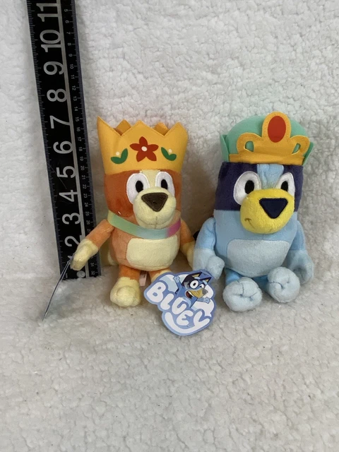 BLUEY FRIENDS QUEEN Bingo and Princess Bluey Lot of 2 8" Plush Cuddly ...