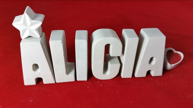 CONCRETE, STONE CAST Letters 3D Decorative Name ALICIA Boxed as Gift! £ ...
