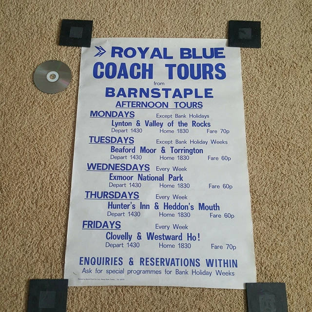 ROYAL BLUE COACH Bus Tours Poster National Express 1970's Original £125 ...