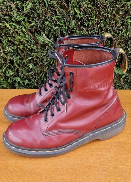 VINTAGE DR MARTENS 1460 boots red/oxblood Made In England £42.32 ...