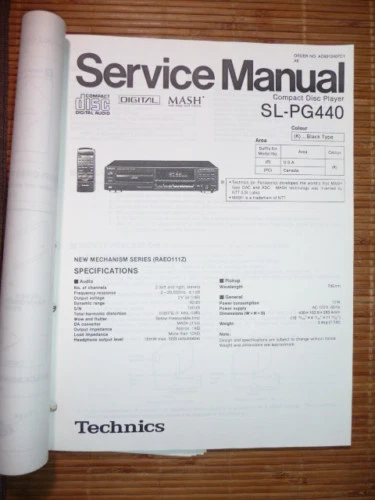 Service Manual Technics Sl Pg440 Cd Player Original £11 33 Picclick Uk