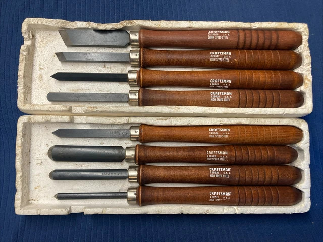 SET 8 CRAFTSMAN Wood Turning Lathe Knives Chisels Woodworking Tools ...