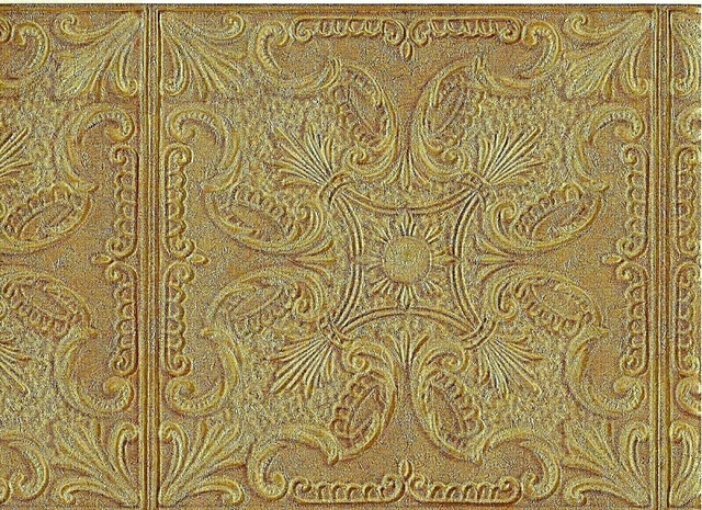 GOLDEN SCROLL CEILING Tiles Wallpaper Border 2 spools 30 feet "FREE ...