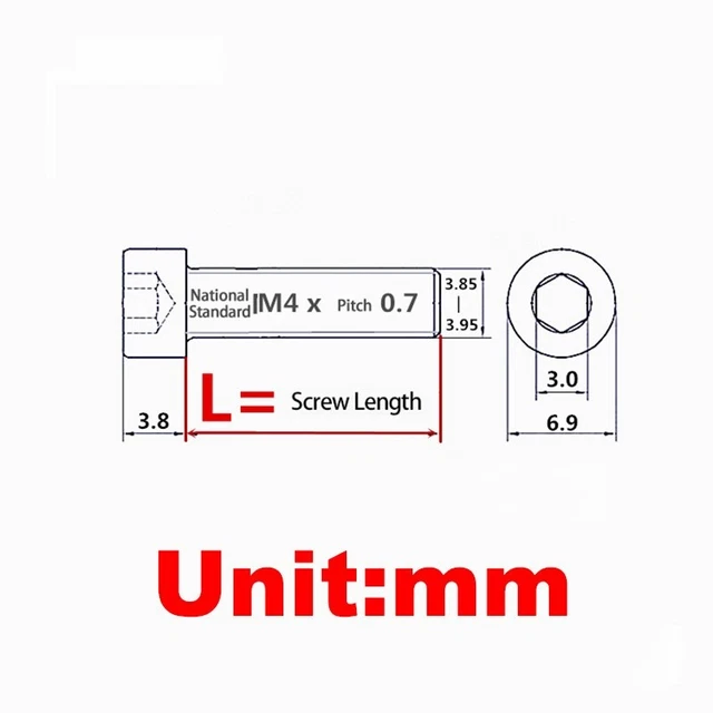 CYLINDRICAL SOCKET CAP Head Screws M4 Colour Aluminum Alloy 7075 Hex ...