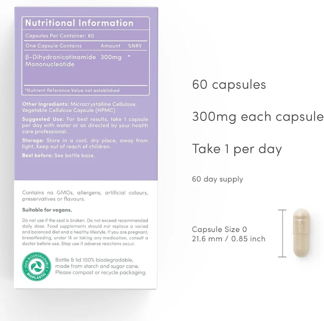 VP VITALITY PRO NMNH 300mg 60 Capsules - NMN Alternative - β ...