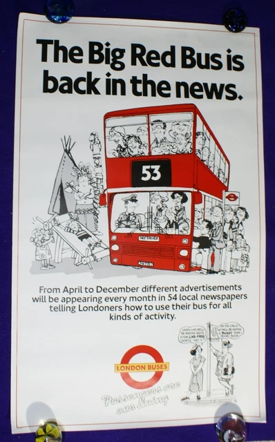 LONDON TRANSPORT BUSES Poster Big Red Bus Back In The News Gax & Ross ...