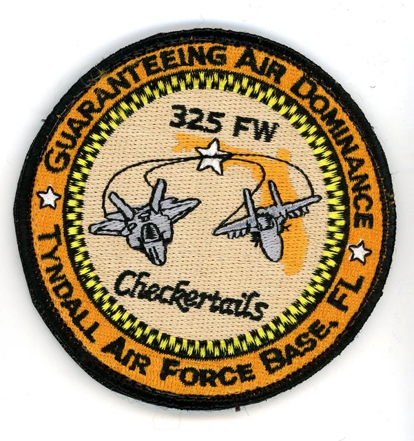 PATCH USAF F-22 H325th FS CHECKERTAILS TYNDALL AFB FL VEL BACK PARCHE ...