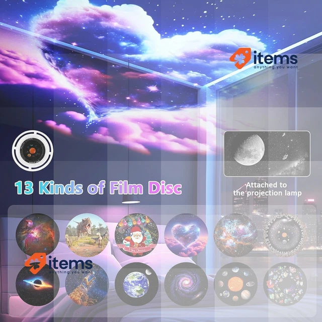 COMIUS SHARP LED Star Sky Projector 13 in 1 Film Disc Galaxy Projector ...