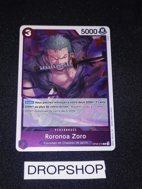 ONE PIECE CARD Rare Holo Game Carte Francaise Roronoa Zoro Op09-076 R Fr Mint EUR 1,85 - PicClick FR