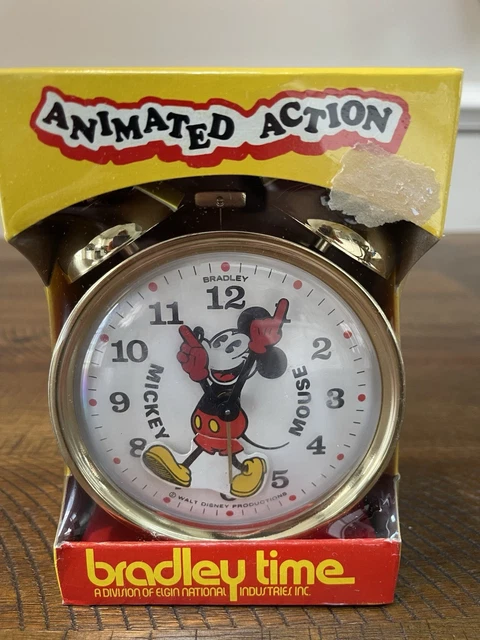VTG BRADLEY TIME Animated Action Mickey Mouse Alarm Clock Walt Disney ...