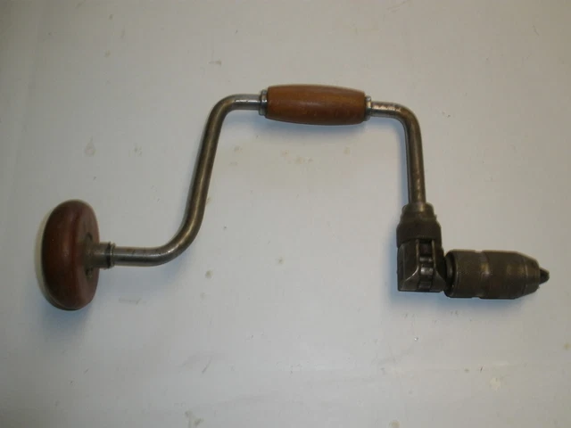VINTAGE RATCHETING BIT Brace Hand Drill Made in USA - Wood Handles $4. ...