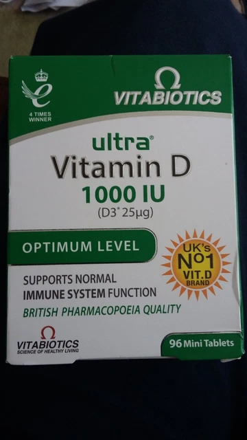 VITABIOTICS ULTRA VITAMIN D 1000 iu (25ug) 96 Mini Tablets NEW Exp 07/ ...