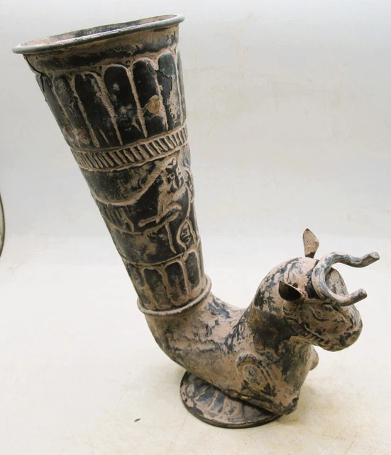 ANCIENT ACHAEMENID BRONZE Rhyton Vessel With Bull's Head. Ca 500Bc ...