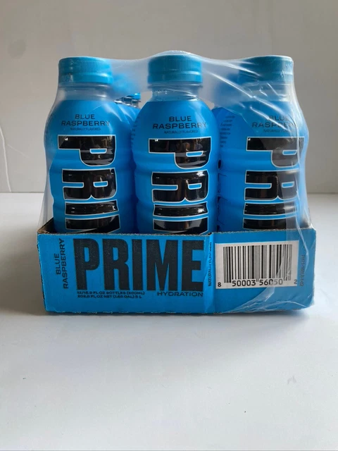 PRIME HYDRATION DRINK Blue Raspberry Case of 12 Bottles 16.9 oz Each ...