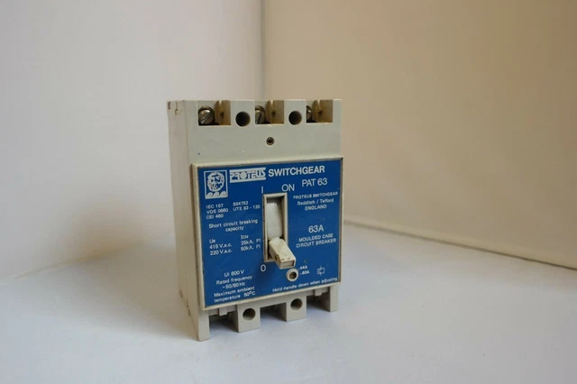 PROTEUS MCCB 63 Amp Triple Pole 3 Phase 63A Circuit Breaker PAT63 £193. ...