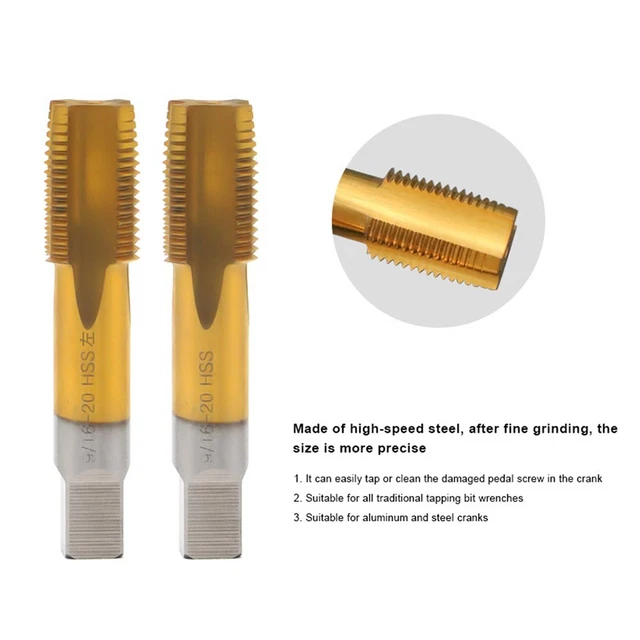 BIKE PEDAL THREAD Tap High Speed Steel Universal Thread Tool 9/16inch ...