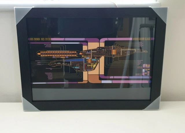 STAR TREK LCARS A3 poster ambassador class starship in brand new frame ...