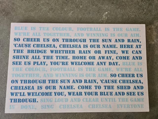 CHELSEA FOOTBALL CLUB Song, Blue Is The Colour, Lyrics On Large Canvas ...