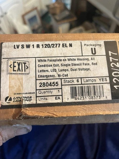 LITHONIA LIGHTING LED Emergency Exit Sign. Dual Voltage 120/277, Top ...