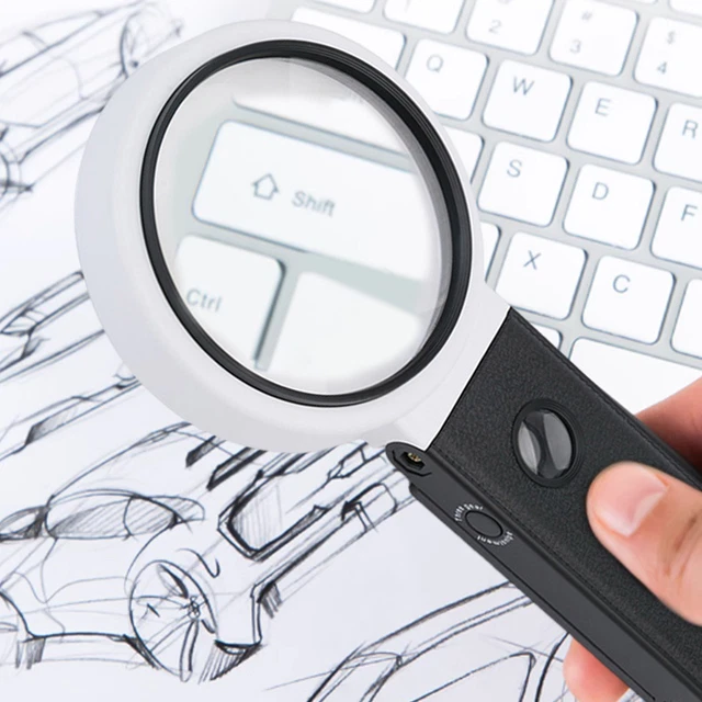 LOW VISION MAGNIFIER Visually Impaired Magnifying Glass 6 Led Lights ...