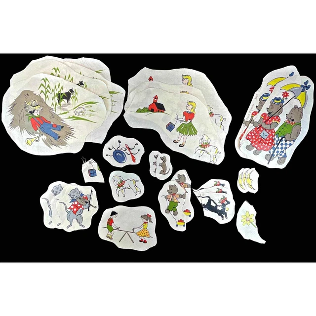 VINTAGE EVERGLAZE CHINTZ 50s 60s Nursery Rhymes Applique Material vintage-everglaze-chintz-50s-60s-nursery-rhymes-applique-material
