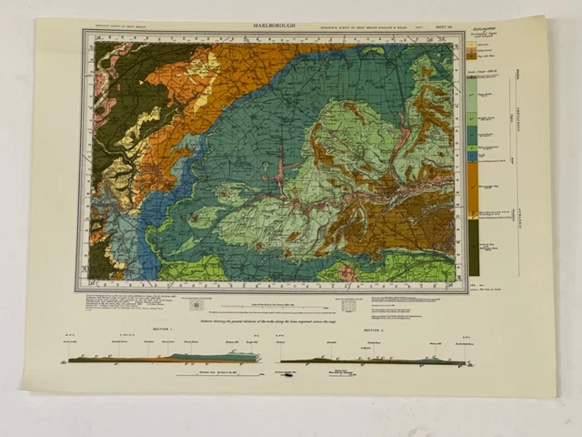 ORDNANCE SURVEY, ENGLAND, Geological, Drift, Sheet Map, of Marlborough ...