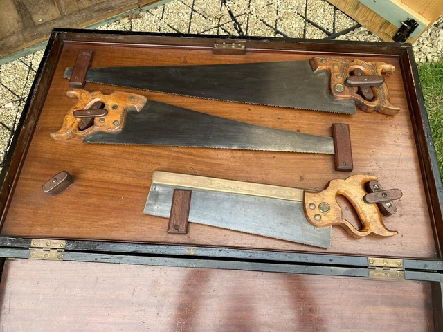 VINTAGE CARPENTERS TOOL Box/Trunk - Disston saws + Quantity Tools,early ...
