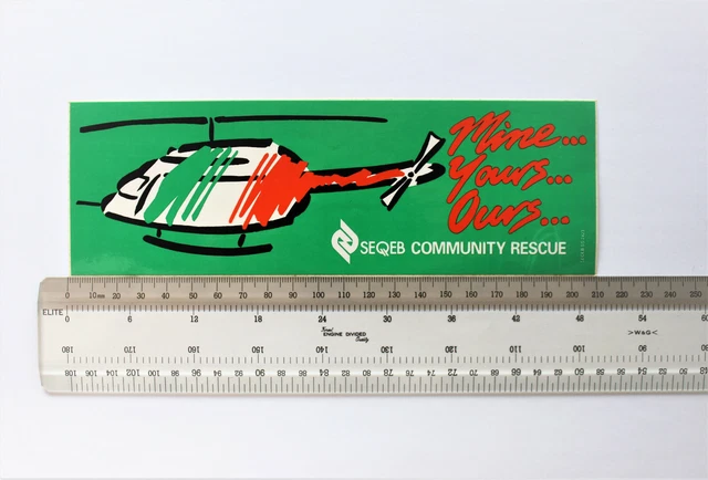VINTAGE SEQEB COMMUNITY rescue helicopter vinyl sticker car ute bike ...