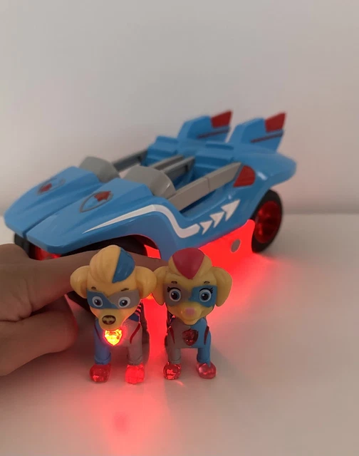 PAW PATROL MIGHTY Pups Twins Ella & Tuck Split Vehicles with Lights and ...