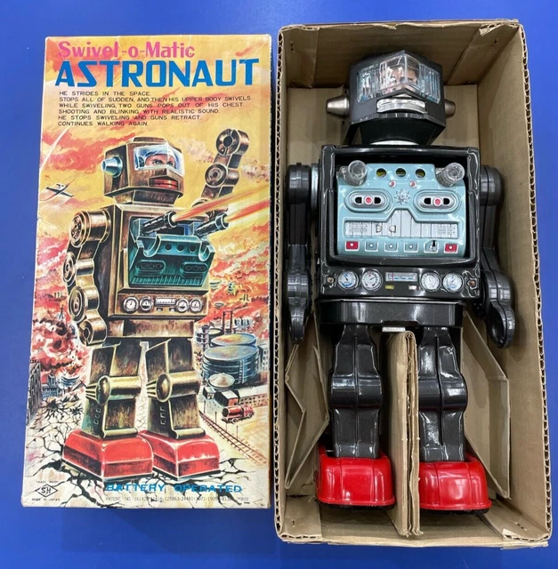 HORIKAWA &SWIVEL-O-MATIC& ASTRONAUT 1960's Vintage Tin Toy w/ Box ...