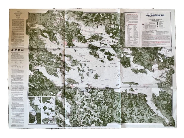1994-1995 LAKE WINNIPESAUKEE Navigation Chart Map Wolfeboro Alton Bay ...