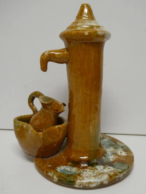 VINTAGE MONKEY TAIL Water Pump Statue Jug & Bowl Pottery Model $29.00 ...