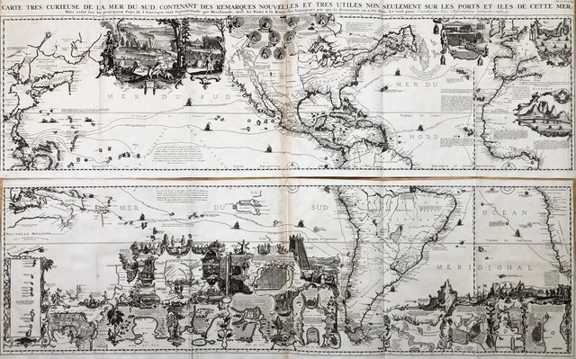 AMERICA NORTH CALIFORNIA Mural Map L'Amérique Carte Engraving Chatelain ...