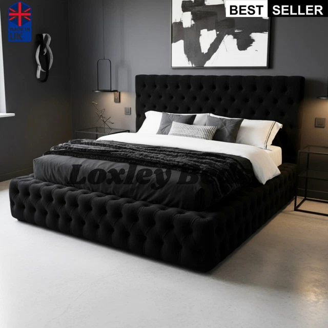 LOXLEY CHESTERFIELD PLUSH/CRUSHED Velvet Ambassador Bed/Double,King ...