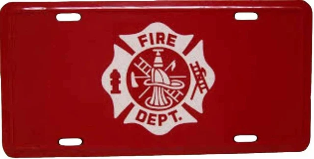 FIRE DEPT LICENSE Plate Department Red 6"x12" License Plate Tag Made in ...