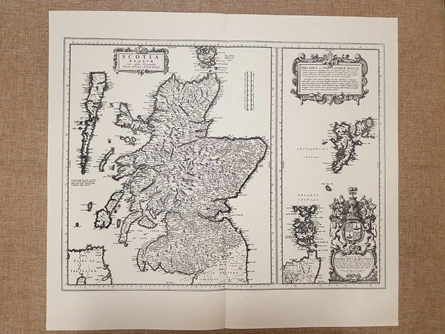 MAP OR MAP Kingdom of Scotland England Year 1667 J. Blaeu Reprint £22. ...