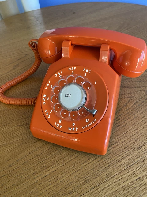 VINTAGE MID-CENTURY MODERN ITT Orange Rotary Dial Desk Telephone £92.85 ...
