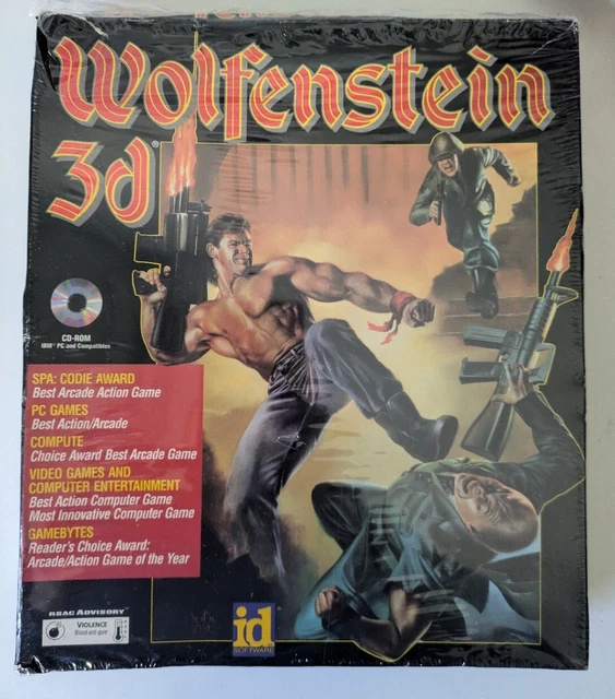 WOLFENSTEIN 3D 1995 PC CD-ROM BIG BOX id Software w HINT BOOK PARTIALLY SEALED EUR 899,00 ...