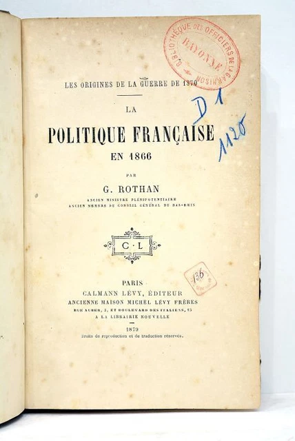 LIVRE ANCIEN ROTHAN Origines De La Guerre De 1870 Histoire 1879 EUR 30 ...