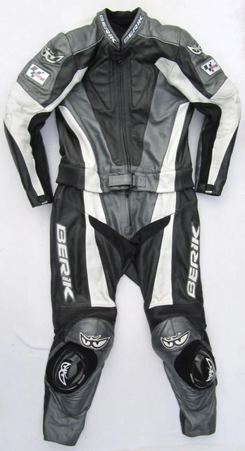 COME NUOVO BERIK TG 48 Due Pezzi Tuta IN Pelle Argento Nero Bianco EUR ...