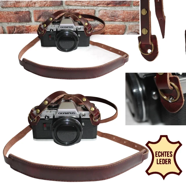 VINTAGE ECHT LEDER Alte Kamera Tragegurt Trageriemen Leather Camera ...