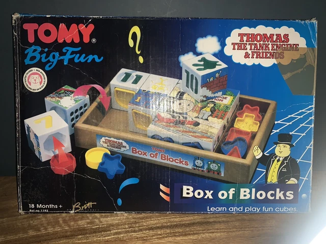 TOMY THOMAS THE Tank Box of Blocks - 1994 Vintage Retro £4.99 - PicClick UK