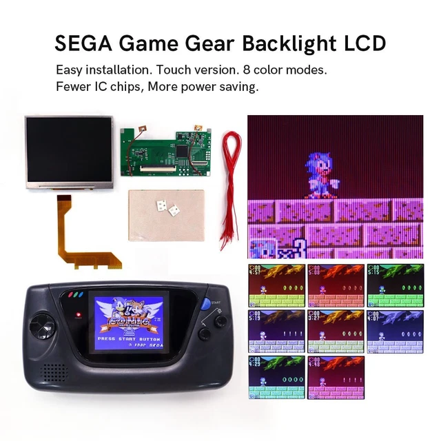 HISPEEDIDO TOUCH CONTROL 8 Color Backlight LCD Screen Mod For Sega Game ...