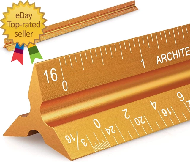 12& ARCHITECTURAL SCALE Ruler Aluminum Architect Scale Triangular Scale ...