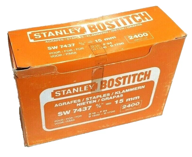 STANLEY BOSTITCH STAPLES SW7437 15mm 5/8" 2400 SW 7437 5/8 NOS £17.95 ...