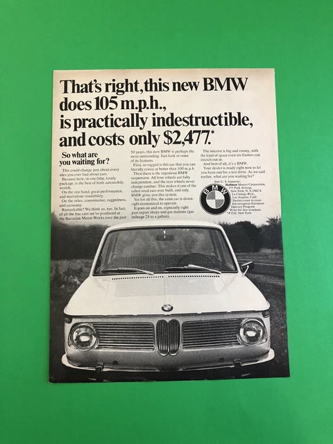 1966 1967 1968 1969 1970 Bmw Original Vintage Print Ad Advertisement Printed $9.99 - PicClick CA