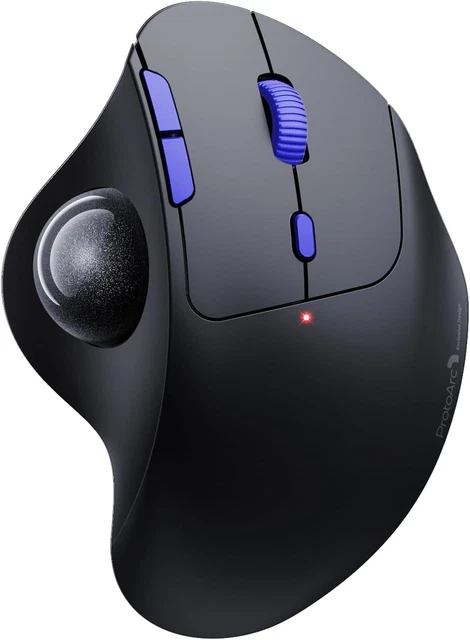 PROTOARC EM04 WIRELESS Bluetooth Trackball Mouse, 2.4G Ergonomic Gray ...